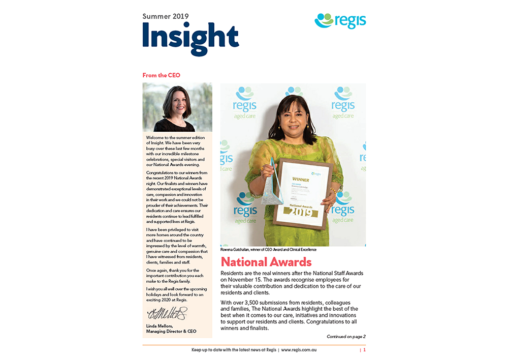 Regis Insight Newsletter - Summer 2019 – Regis Aged Care
